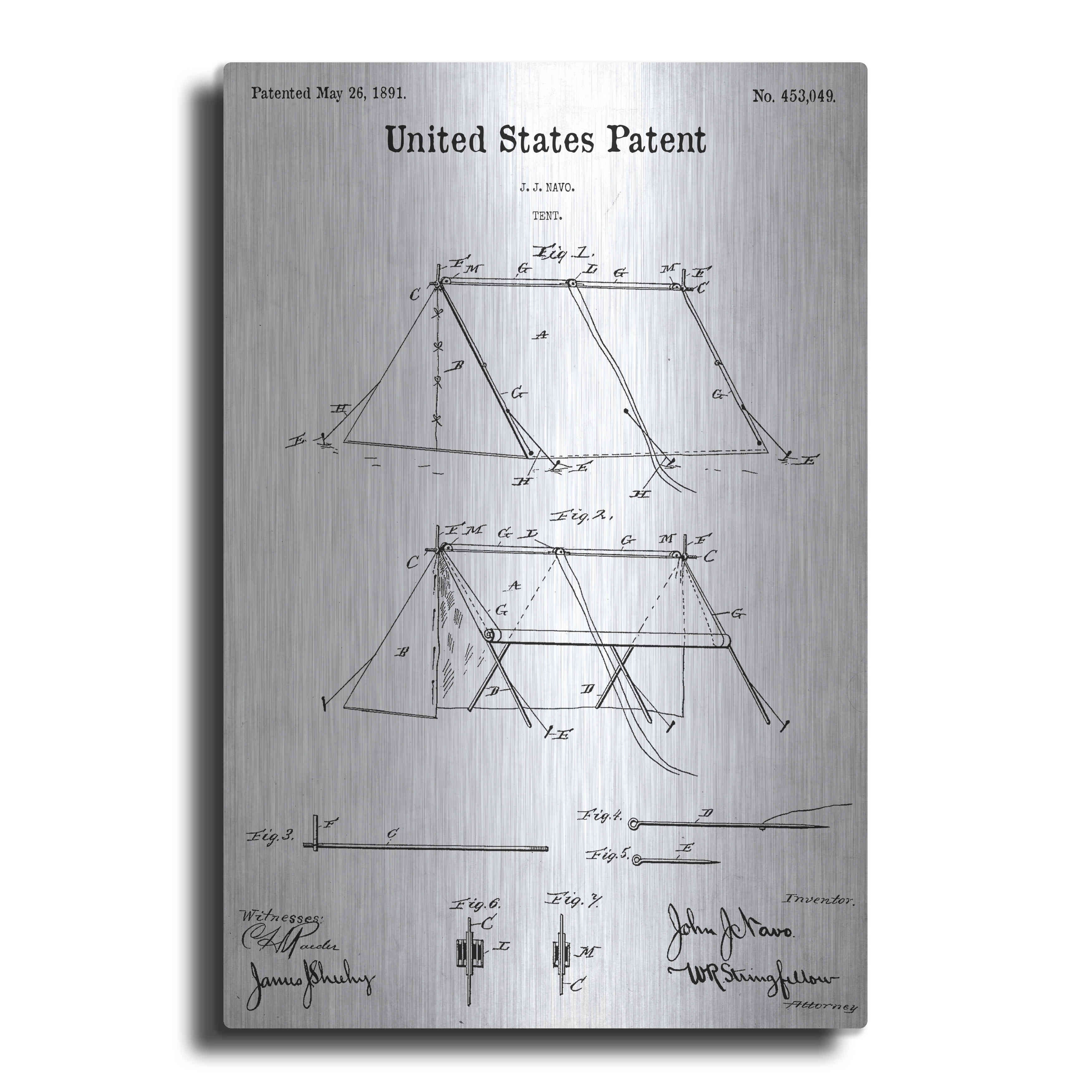 17 Stories Luxe Metal Art 'Tent Blueprint Patent White' Acryl Tent ...