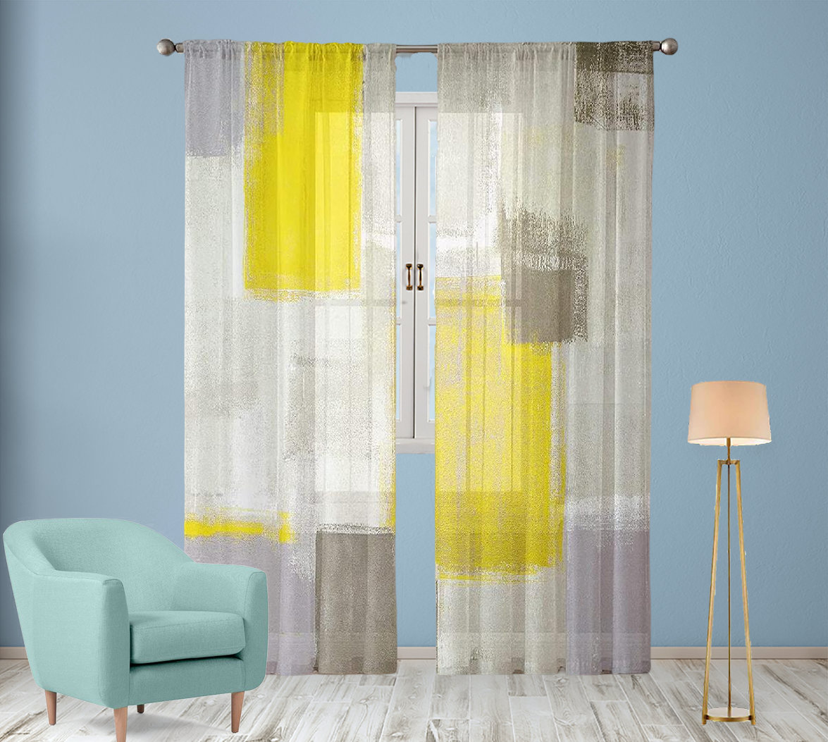 Wrought Studio Bertka Fabric Semi-Sheer Curtain Pair | Wayfair