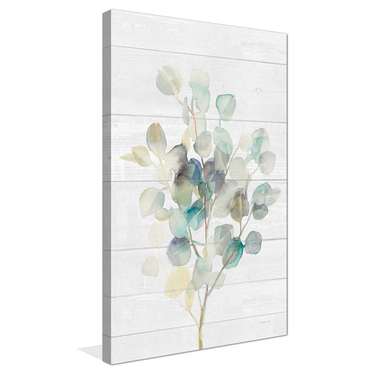 Ebern Designs Eucalyptus III On Shiplap - Print on Canvas | Wayfair