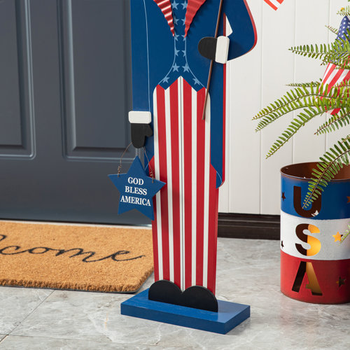 The Holiday Aisle® Patriotic American Uncle Sam Porch Figurine | Wayfair