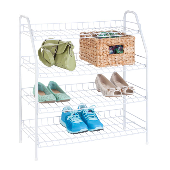 Rebrilliant 12 Pairs White Metal Shoe Rack & Reviews | Wayfair