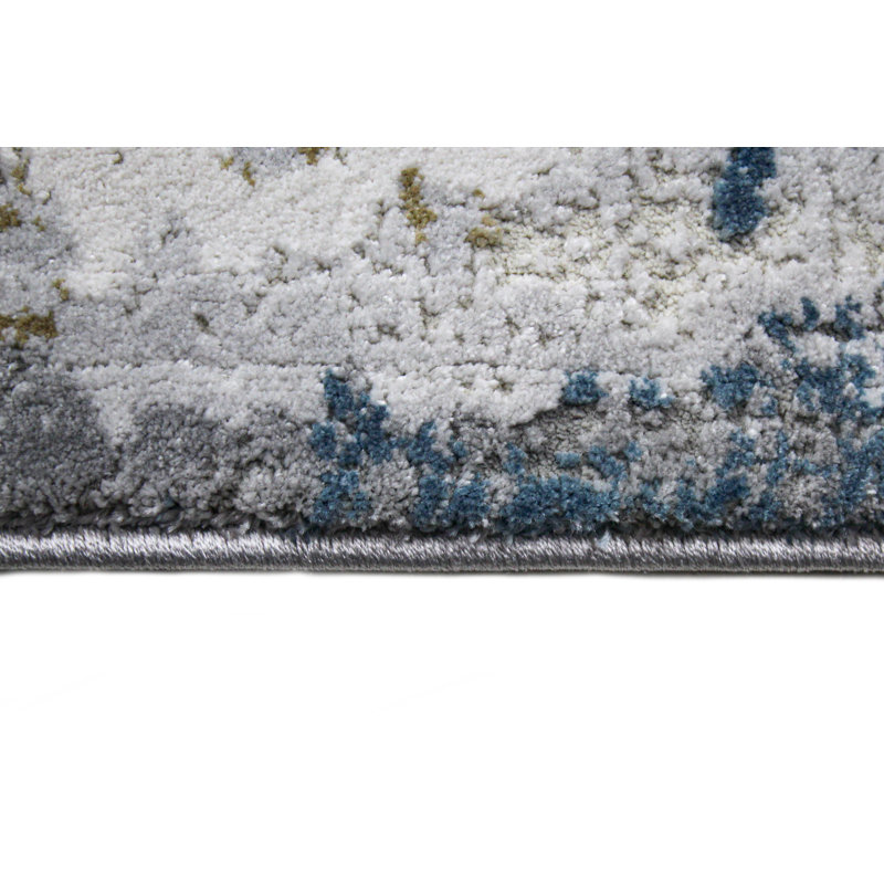 Steelside™ Gideon Performance Ivory/Blue/Gray/Gold Rug | Wayfair