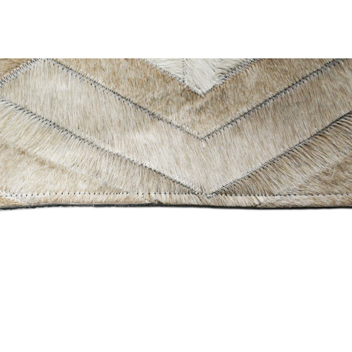 Corrigan Studio® Costanza Geometric Cowhide Leather Camel Area Rug ...