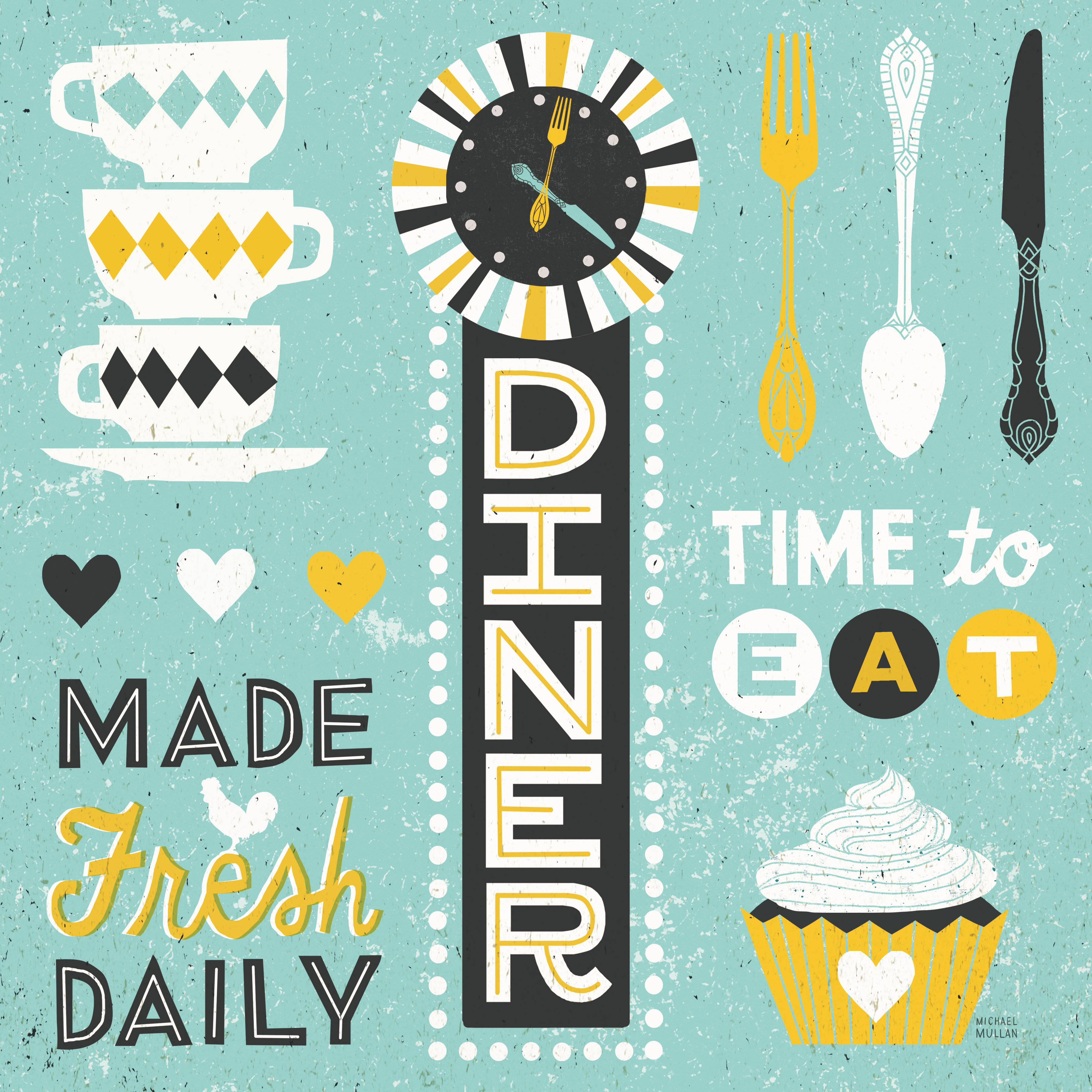 Red Barrel Studio® Retro Diner Pattern I by Michael Mullan - Wrapped ...