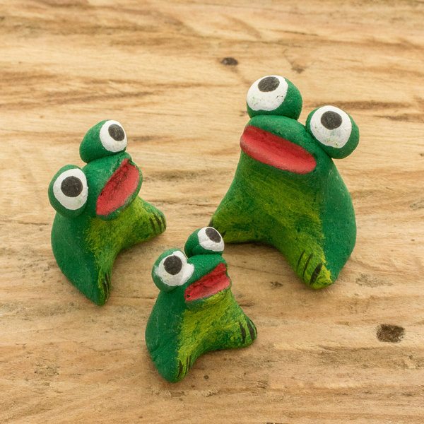 Trinx Idajete Handmade Frog Reunion Ceramic Figurines | Wayfair
