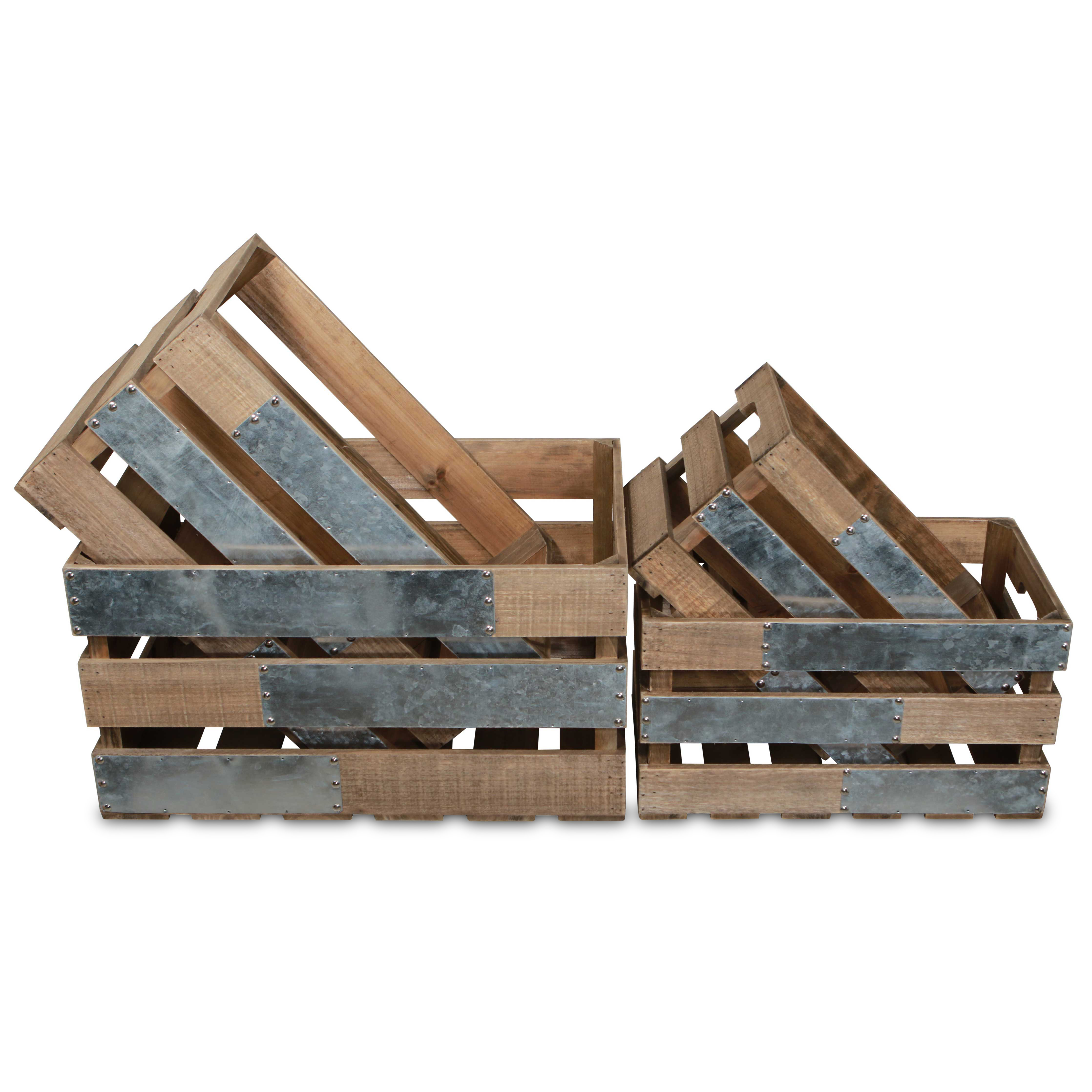 Gracie Oaks Wood 4 Piece Crate Set | Wayfair