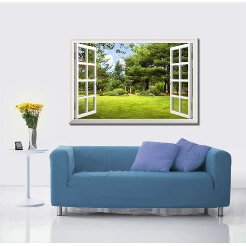 IDEA4WALL Window Scenery Beautiful Garden Backyard With Green Trees In ...