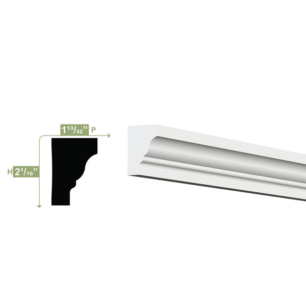 PCI Enterprises 2"H x 1 3/8"P x 96"L Ram Crown Moulding, PVC | Wayfair