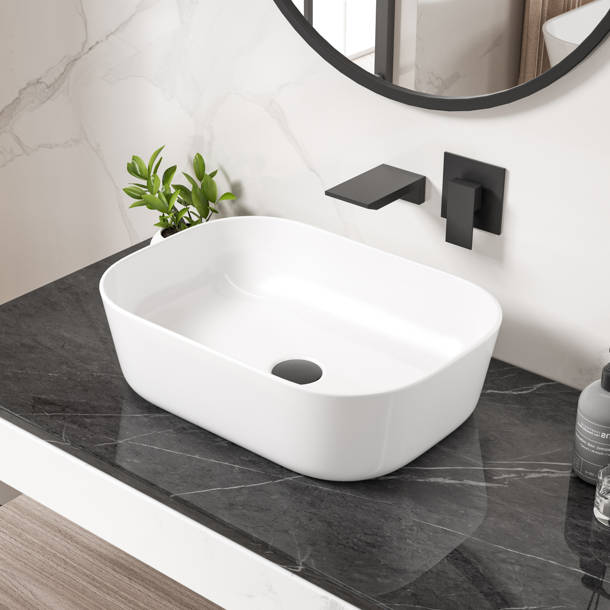 InFurniture 13.39'' Stone Rectangular Vessel Bathroom Sink | Wayfair