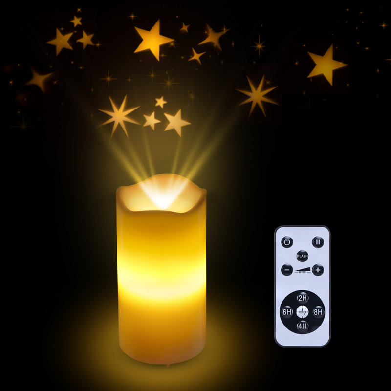 Wrought Studio Rotating Star Projector Unscented Flameless Candle ...