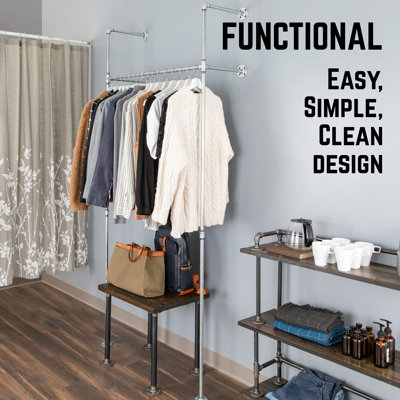 Williston Forge Arunjot 38.75" W Wall and Floor Mounted Clothing Rack ...