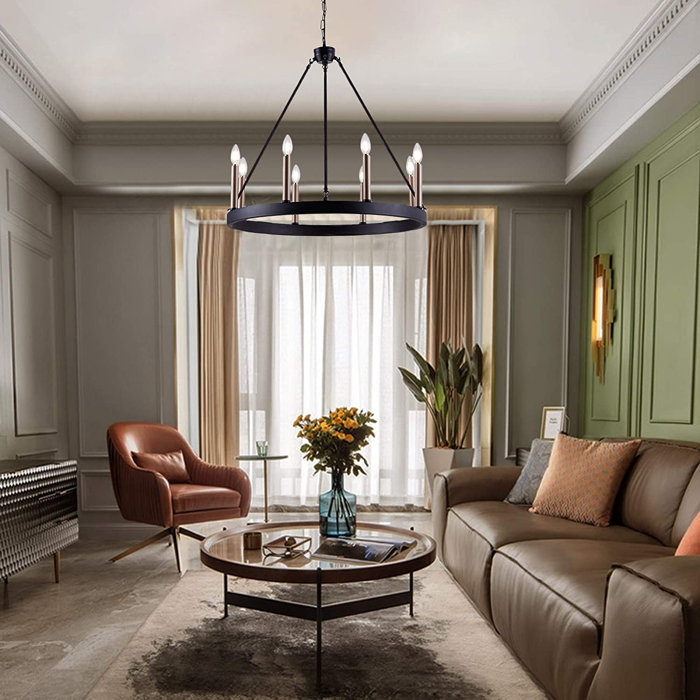 Sand & Stable Marsden 8 - Light Dimmable Wagon Wheel Chandelier ...