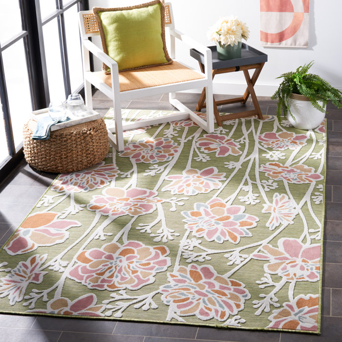 Lark Manor Mattalyn Green/Pink Indoor/Outdoor Rug & Reviews | Wayfair