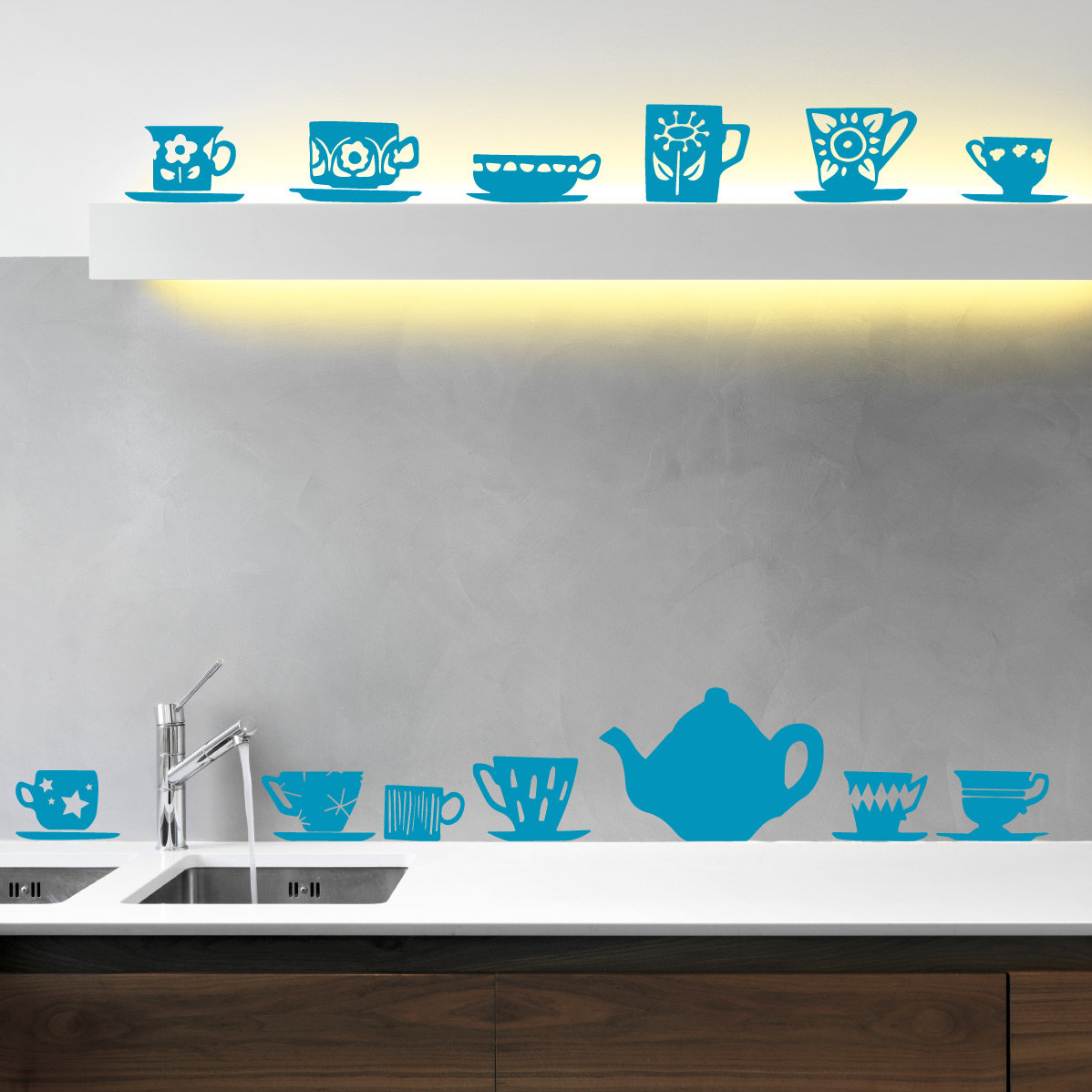 The Decal Guru Tea Cups Wall Decal & Reviews | Wayfair
