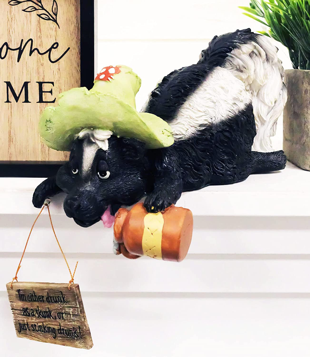 Trinx Rustic Wildlife Hillbilly Skunk With Hat And Mead Holding A ...