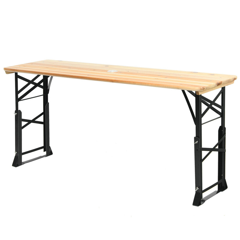 Gymax 66.5'' Solid Wood Rectangular Adjustable Folding Table & Reviews ...