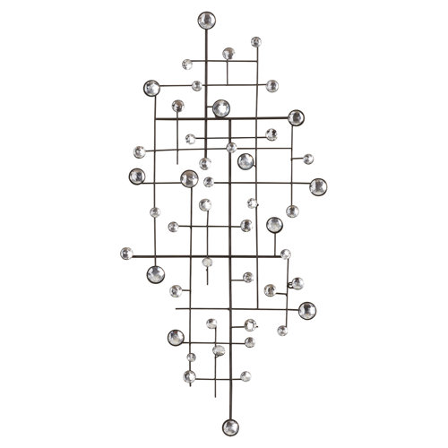 Mercer41 Silver Metal Abstract Wall Decor with Crystal Embellishments ...
