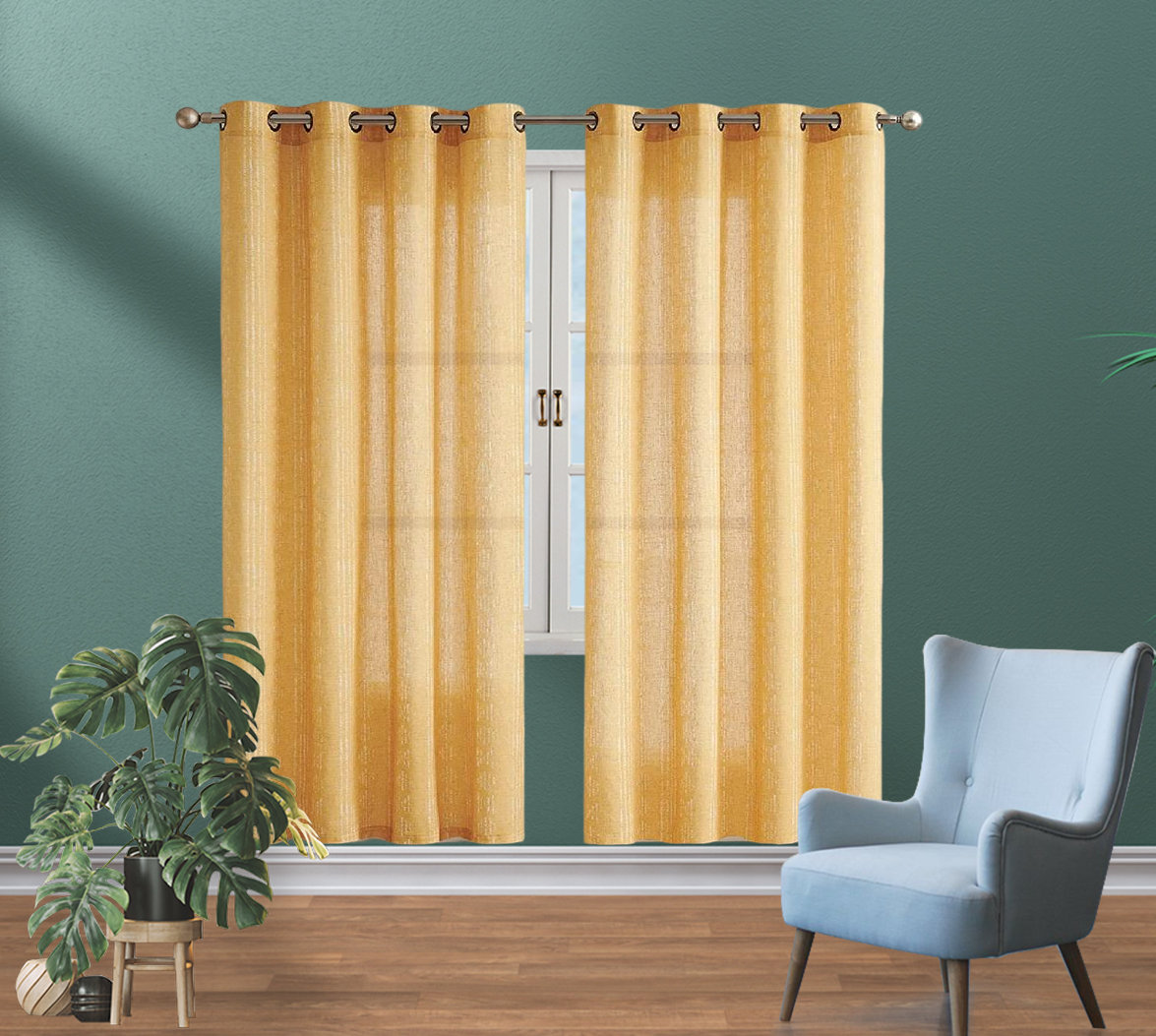 Ebern Designs Lukne Linen Semi-Sheer Sliding Panel Pair | Wayfair