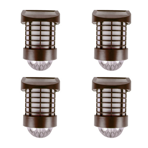 Crosslight Bronze Solar Powered Integrated LED Fence Post Cap Pack ...