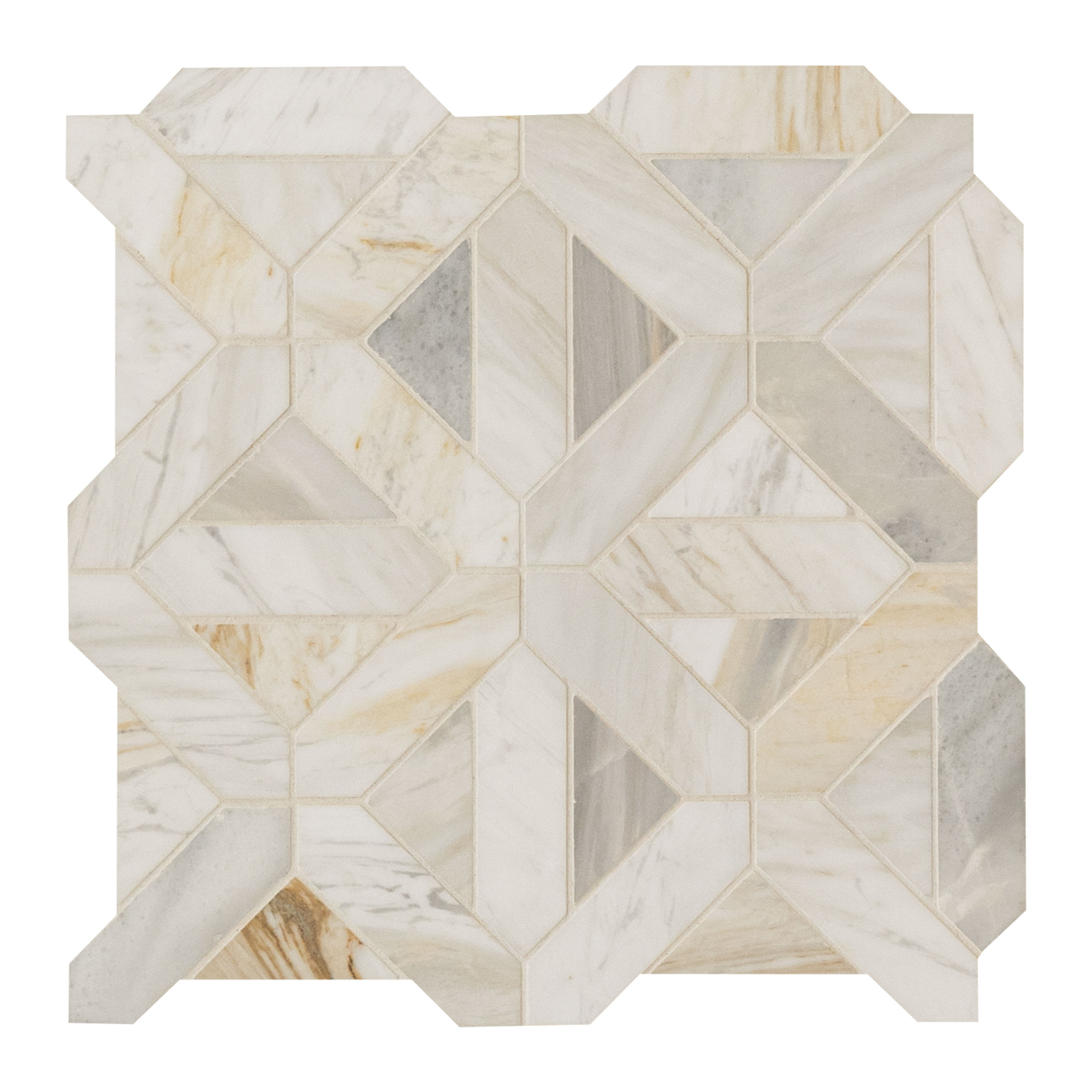 MSI Athena Gold Geometrica 12" x 12" Honed Marble Mesh Mounted Mosaic ...