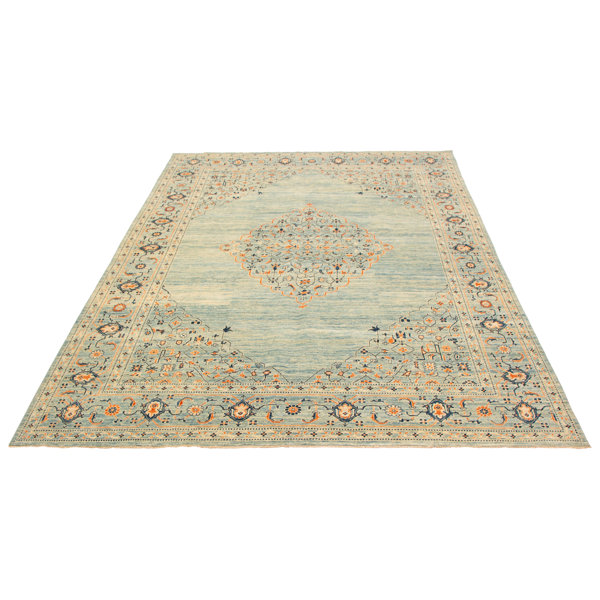 Isabelline One-of-a-Kind Fintan Hand-Knotted New Age 8'8" X 11'7" Wool ...