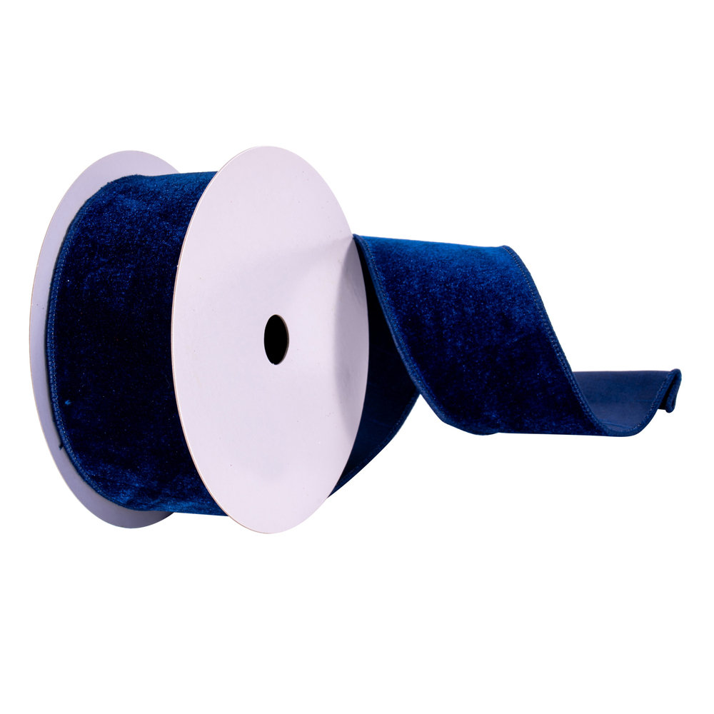 The Holiday Aisle® 2.5" X 10 Yards Midnight Blue Velvet Ribbon | Wayfair