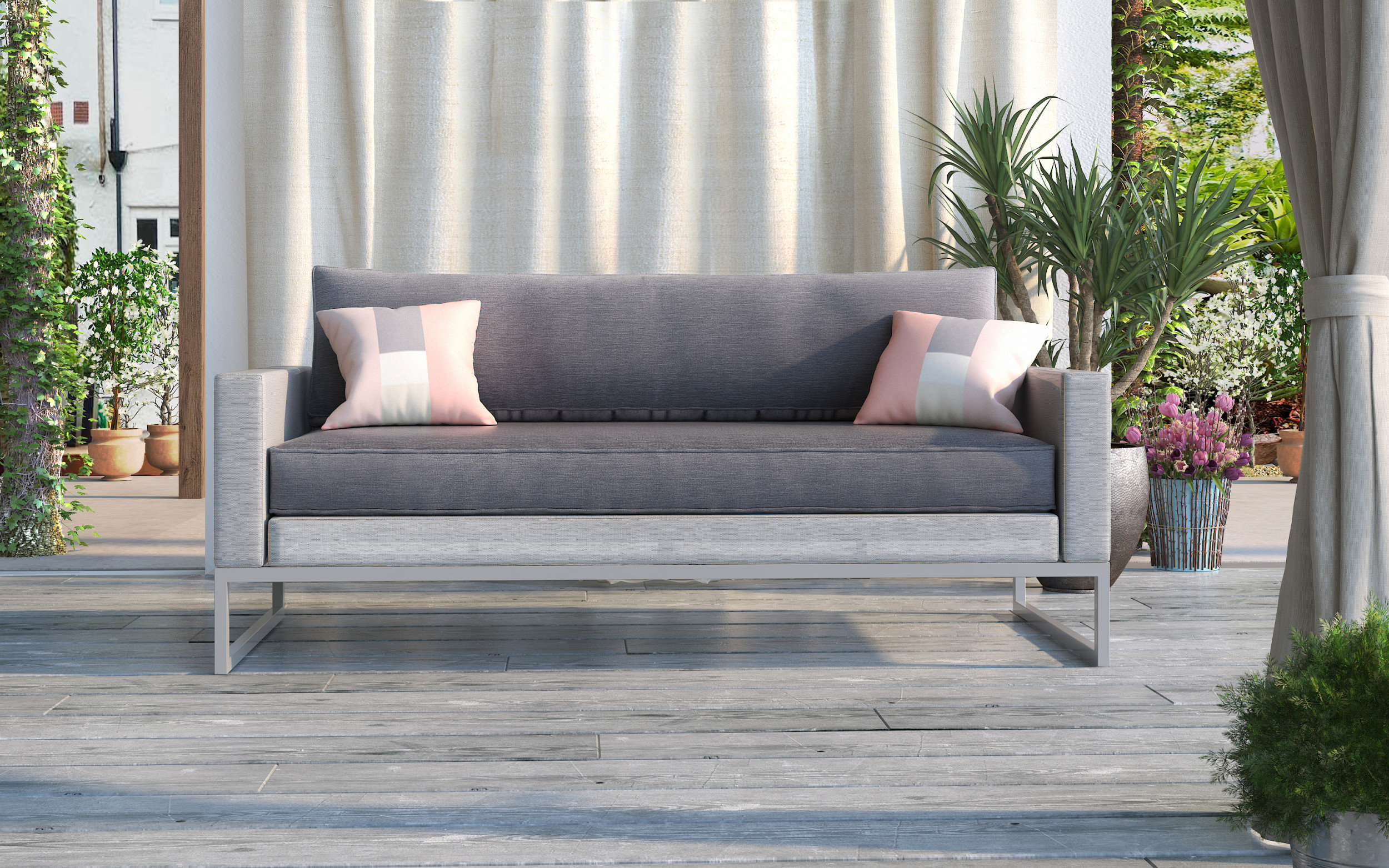 Elle Decor Tropez Outdoor Sofa, Grey & Reviews | Wayfair
