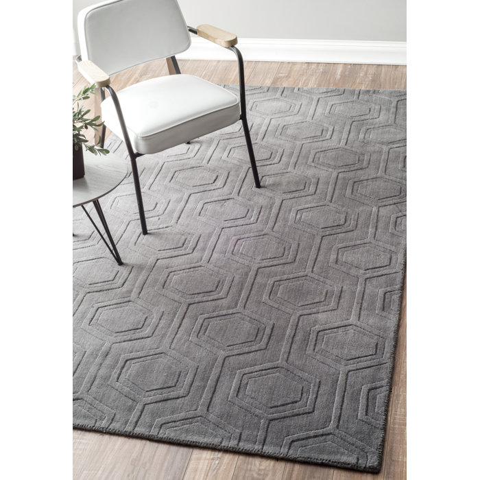 Brayden Studio® Schuykill Geometric Handmade Tufted Wool Gray Area Rug ...