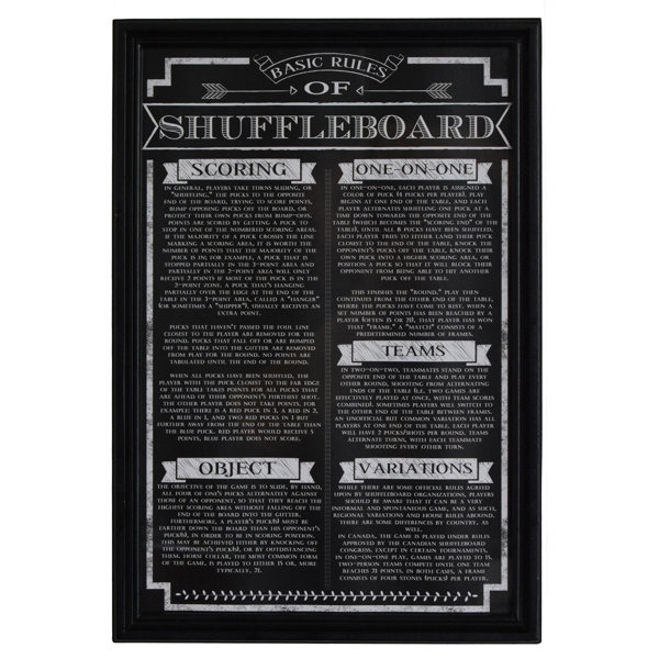 Hathaway Games Shuffleboard Game Rules Framed On Wood Textual Art ...