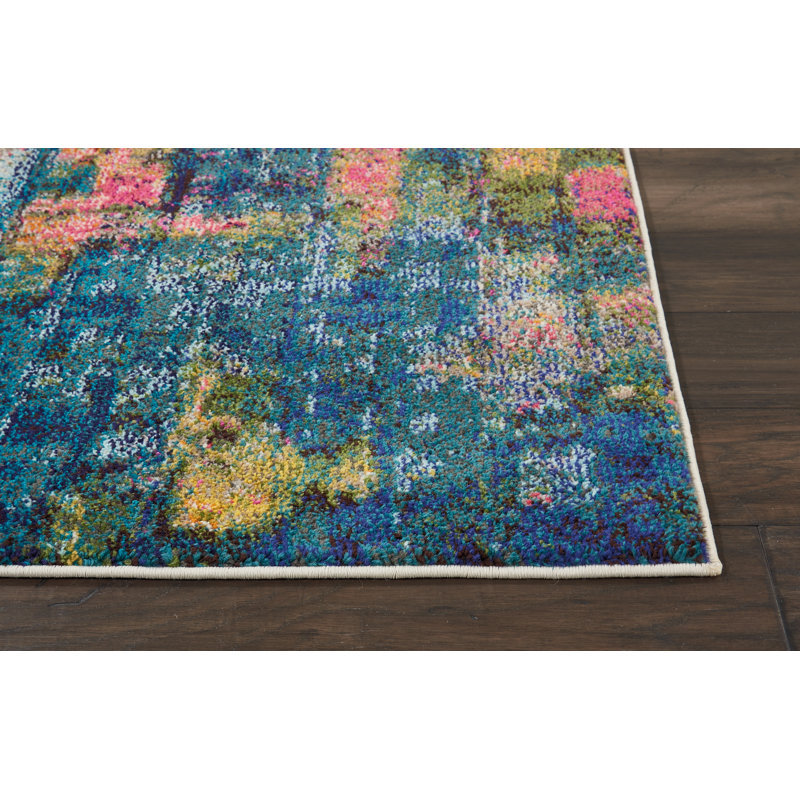 Hashtag Home Ojas Machine Woven Blue/Yellow/Pink Rug & Reviews ...