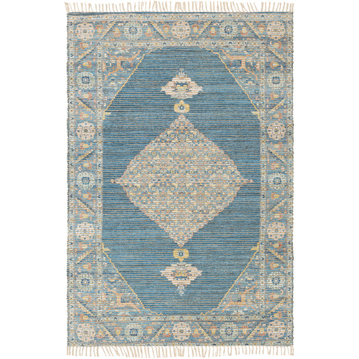 Joss & Main Vince Handmade Flatweave Aqua/Light Yellow/Peach Rug ...