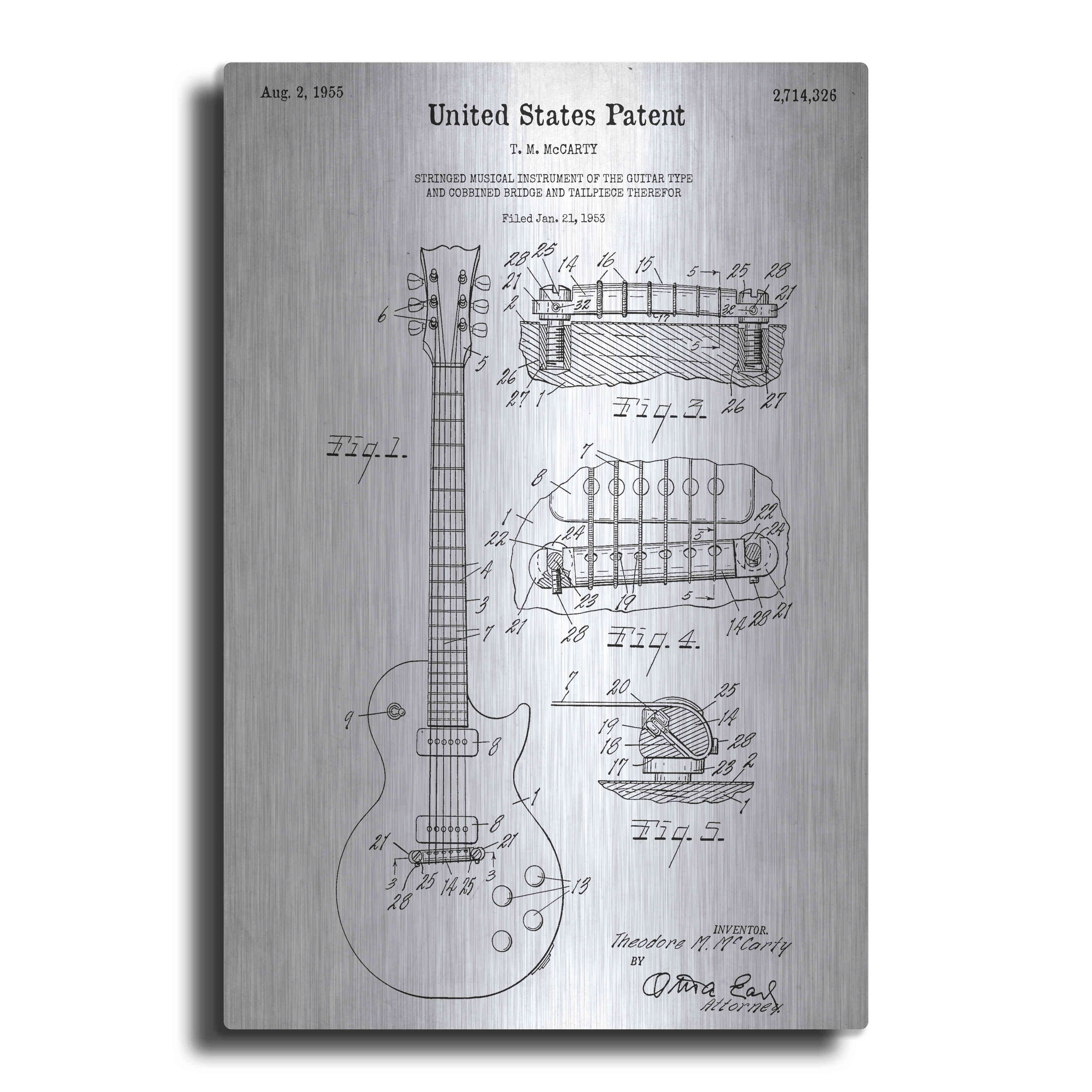 17 Stories Mccarty Gibson Les Paul Guitar Vintage Patent Blueprint ...
