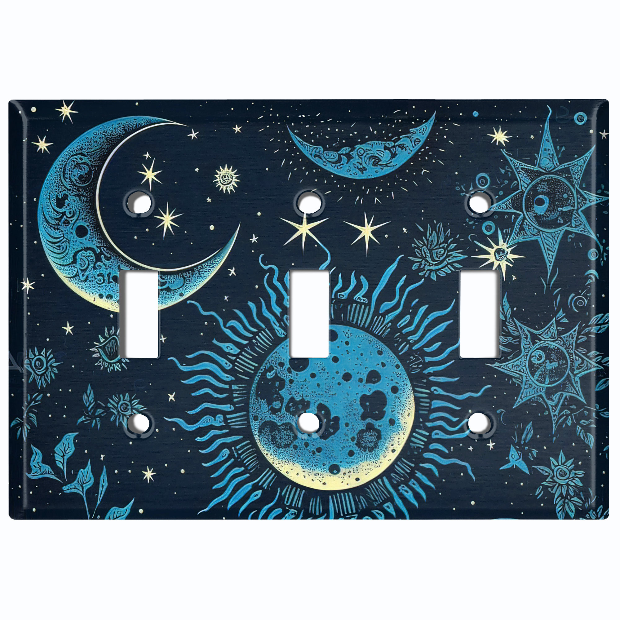 WorldAcc Astronomy Space Sun Star Moon 3-Gang Toggle Light Switch Wall ...