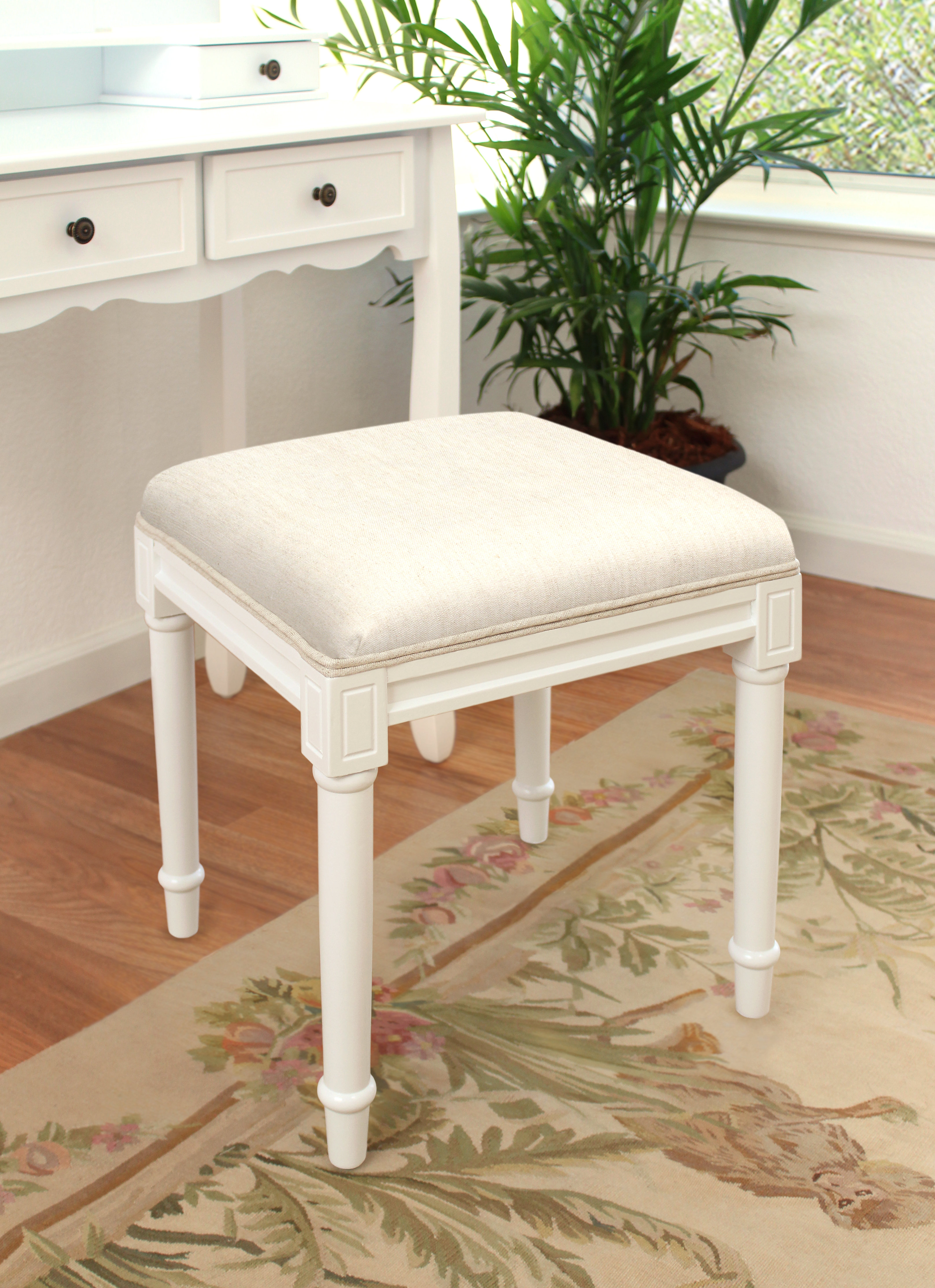 Ophelia & Co. 19'' Tall Solid Wood Vanity Stool & Reviews | Wayfair