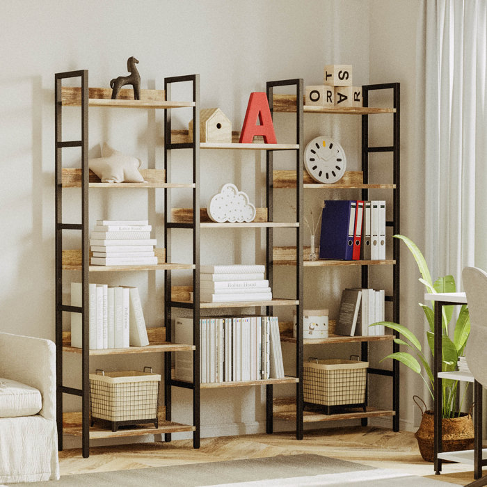 17 Stories Nadaba 69.3'' H x 69.3'' W Iron Library Bookcase & Reviews ...