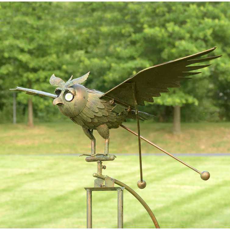 Rosalind Wheeler Gilmore Iron Rocking Owl Garden Stake | Wayfair