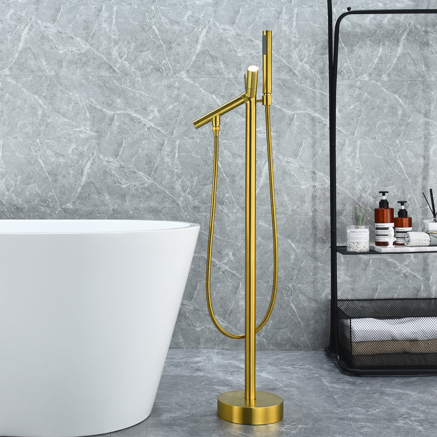 Altair Brulon Double Handle Floor Mounted Roman Tub Faucet with ...