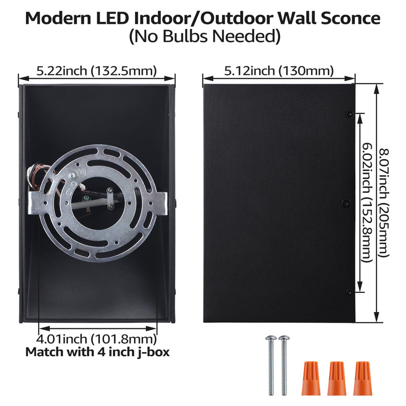 Wrought Studio Cascade LED Square Wall Sconces Outdoor Modern Up & Down ...