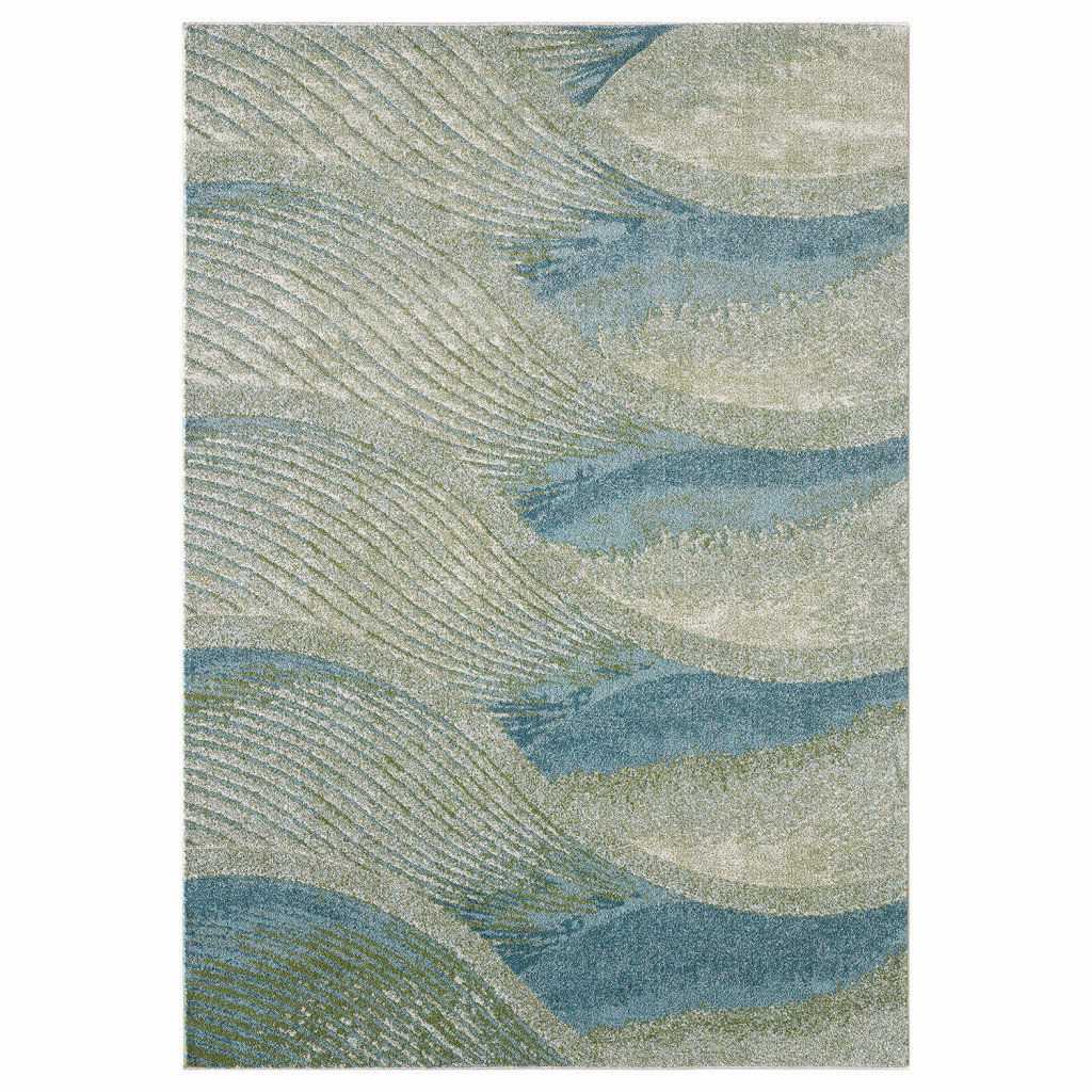 Orren Ellis Machine Woven Ocean Rug | Wayfair