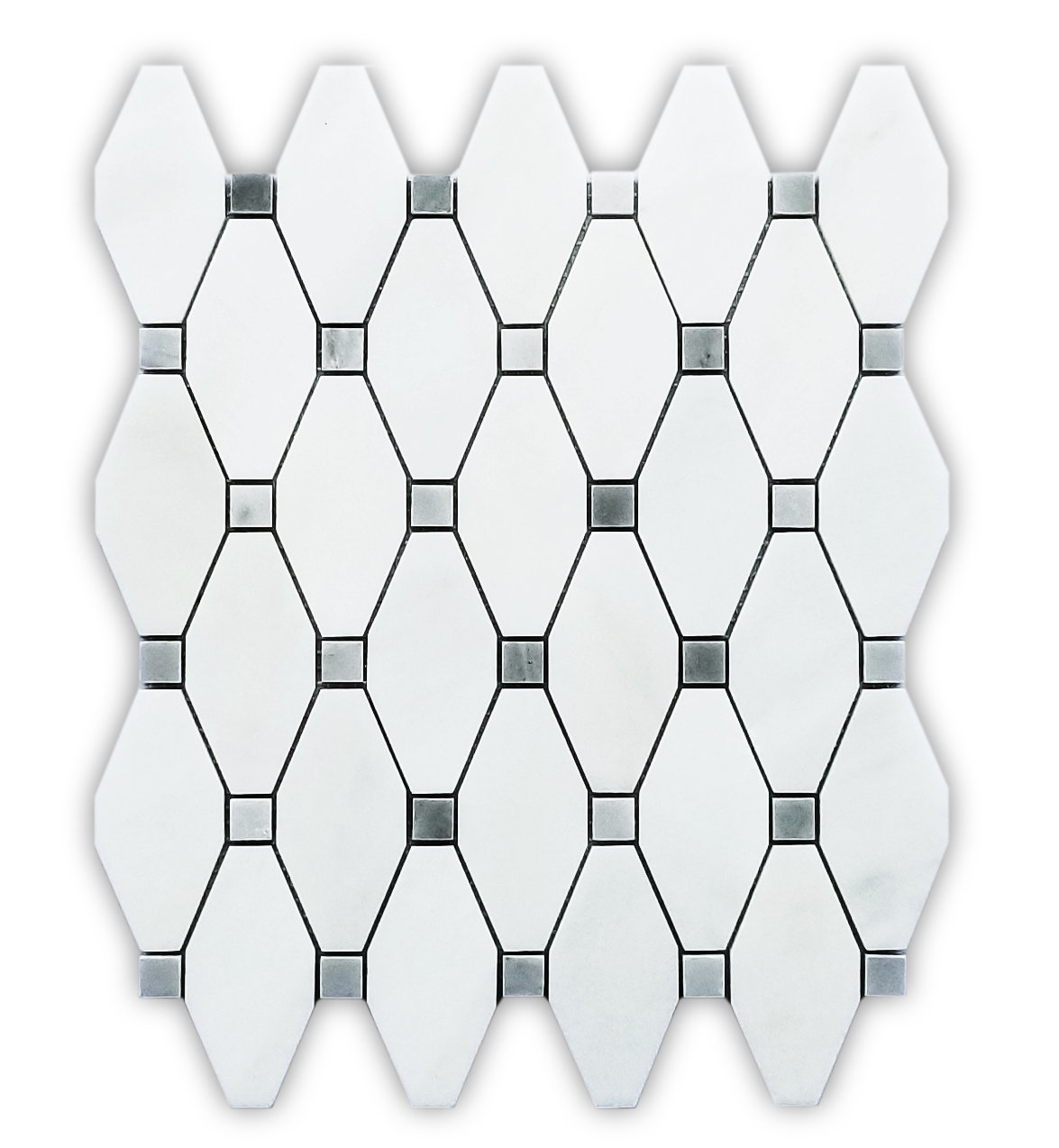 Mango Tile Alps 12" x 12" Marble Octagon and Dot Mosaic Wall & Floor ...