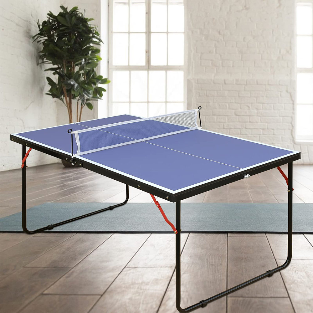 iYofe Sports Table Tennis Table Foldable & Portable Ping Pong Table Set with Net & 2 Ping Pong ...