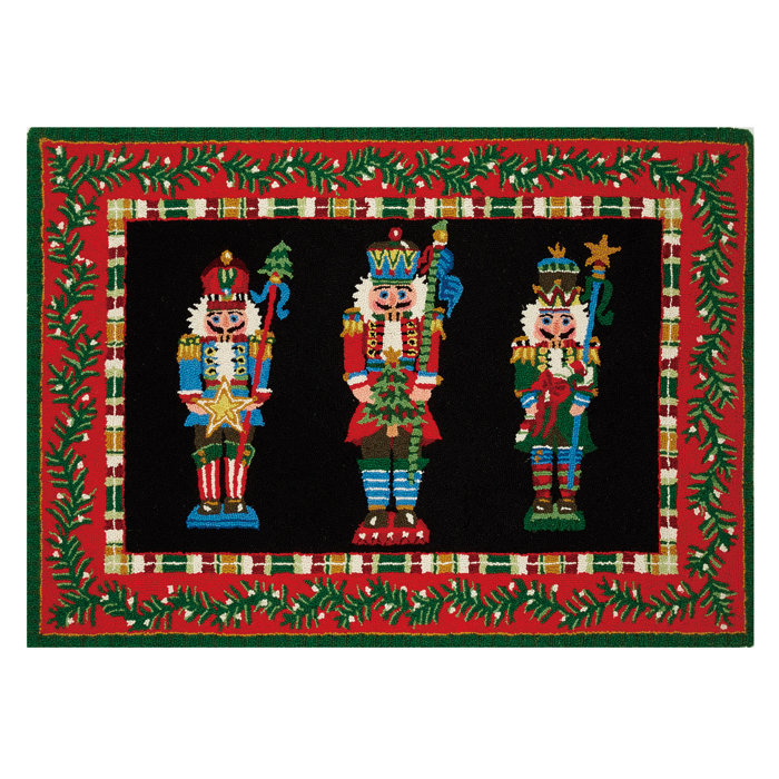 The Holiday Aisle® Mathes Nutcracker Pageantry Hand-Hooked Wool Red ...