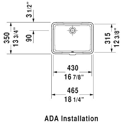 Duravit Vero Ceramic Rectangular Undermount Bathroom Sink with Overflow ...