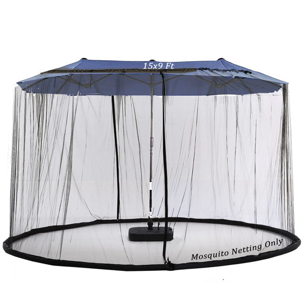 Arlmont & Co. Mosquito Netting For Patio Umbrella 15FT Double Sided ...