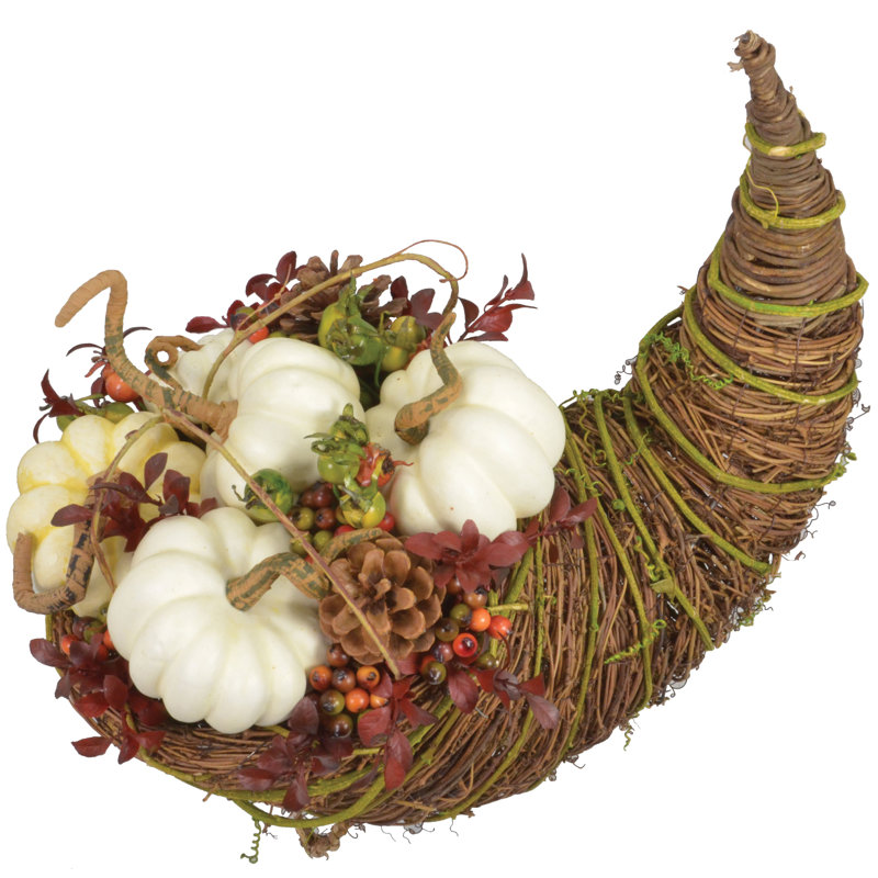 Three Posts™ Pumpkin Cornucopia Mixed Floral Arrangement & Reviews ...