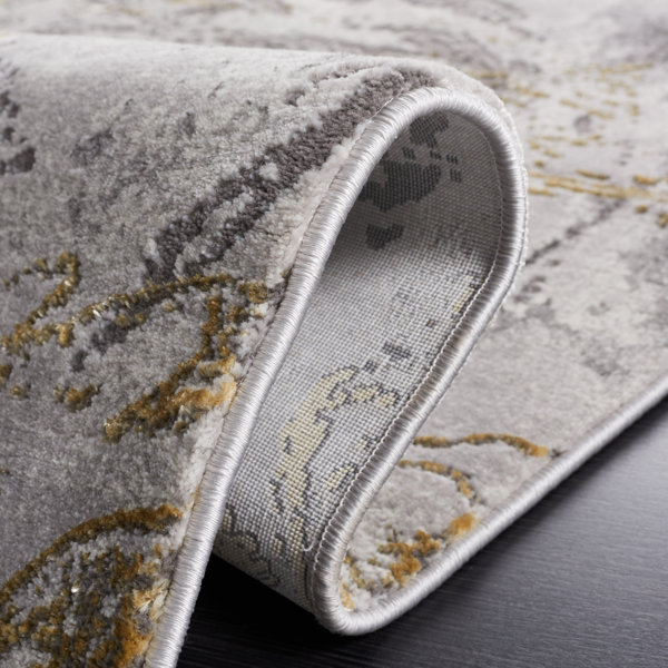 Mercury Row® Prichard Gray/Gold Rug & Reviews | Wayfair