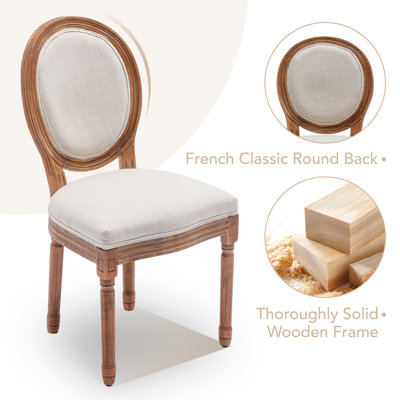 Ophelia & Co. Caille Linen King Louis Back Dining Chairs in Beige | Wayfair