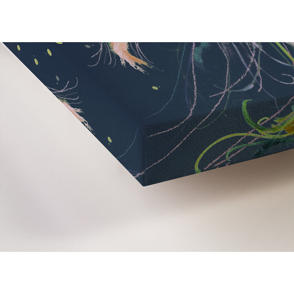Ebern Designs Floating Jellyfish Indigo On Canvas by Eli Halpin Print ...