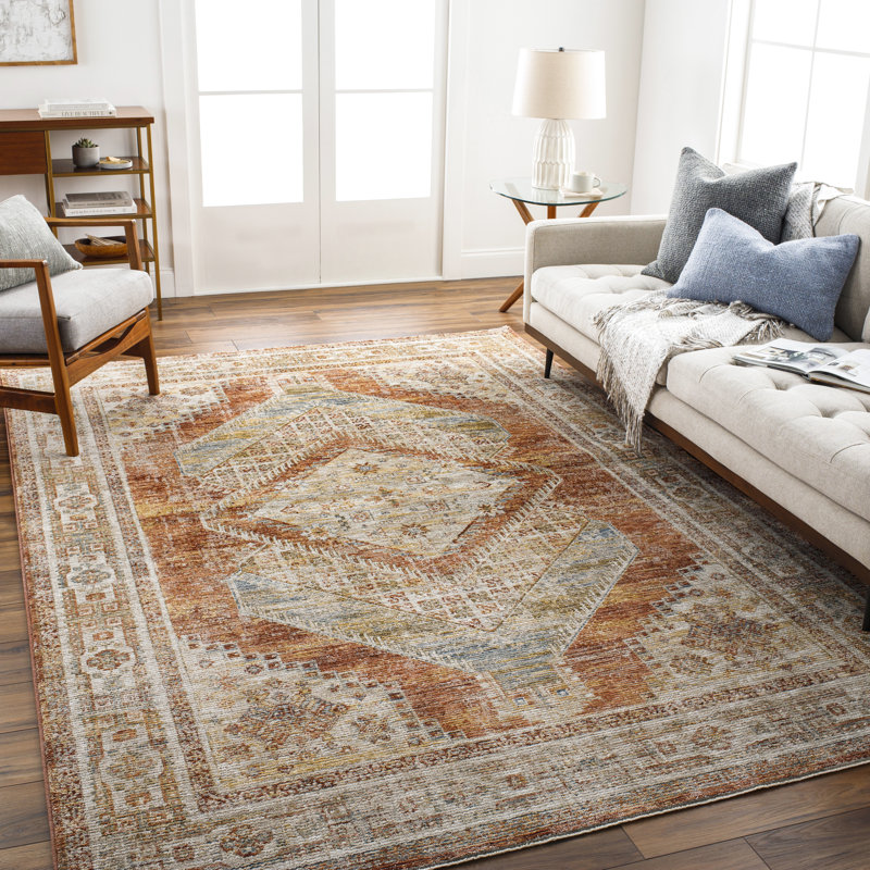 Bungalow Rose Performance Rust/Brown/Gray Rug | Wayfair