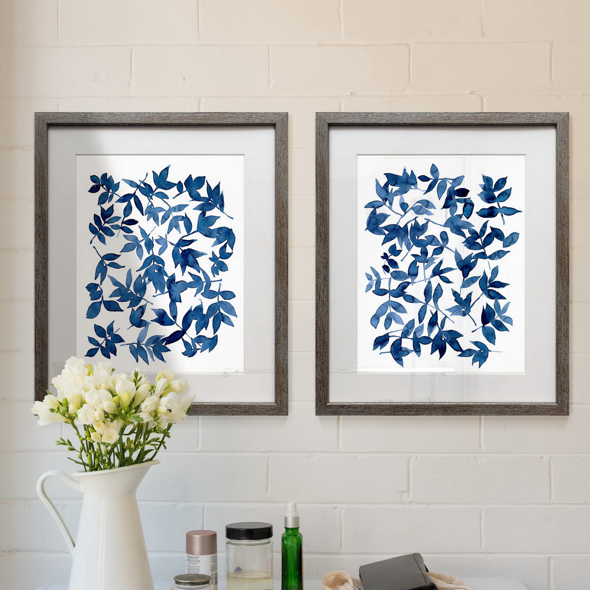 Red Barrel Studio® Indigo Fallen Leaves I - 2 Piece Picture Frame Print ...